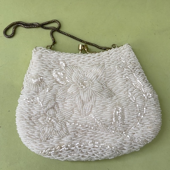 Vintage | Bags | Vintage Cream All Beaded Mini Bag | Poshmark